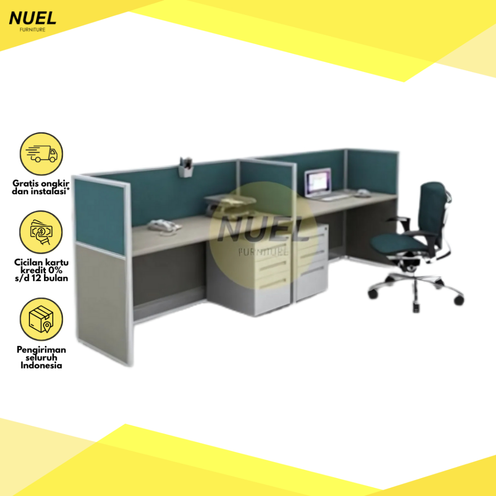 Jual NUEL Meja Kerja Staff Partisi 2 orang / Office Table Sekat 4 orang ...