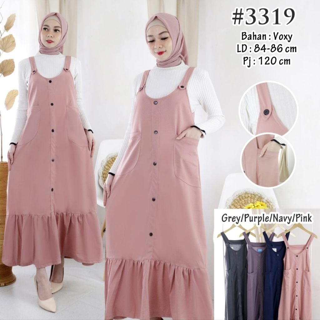 Jual OVERALL DRESS WANITA ROK PANJANG REMPEL BAWAH OVERALL SAKU MURAH ...