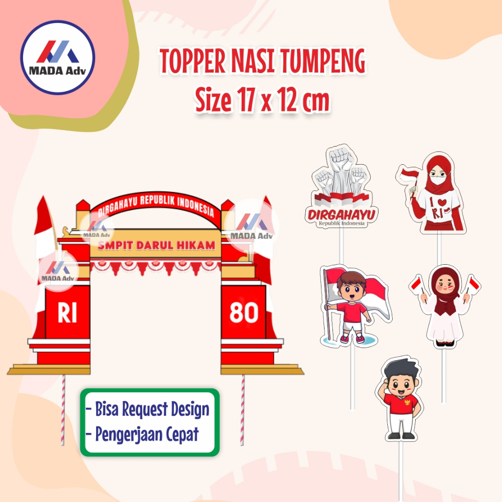 Jual Topper Tumpeng Custom HUT RI/ Topper Custom Kemerdekaan 3/ Topper ...
