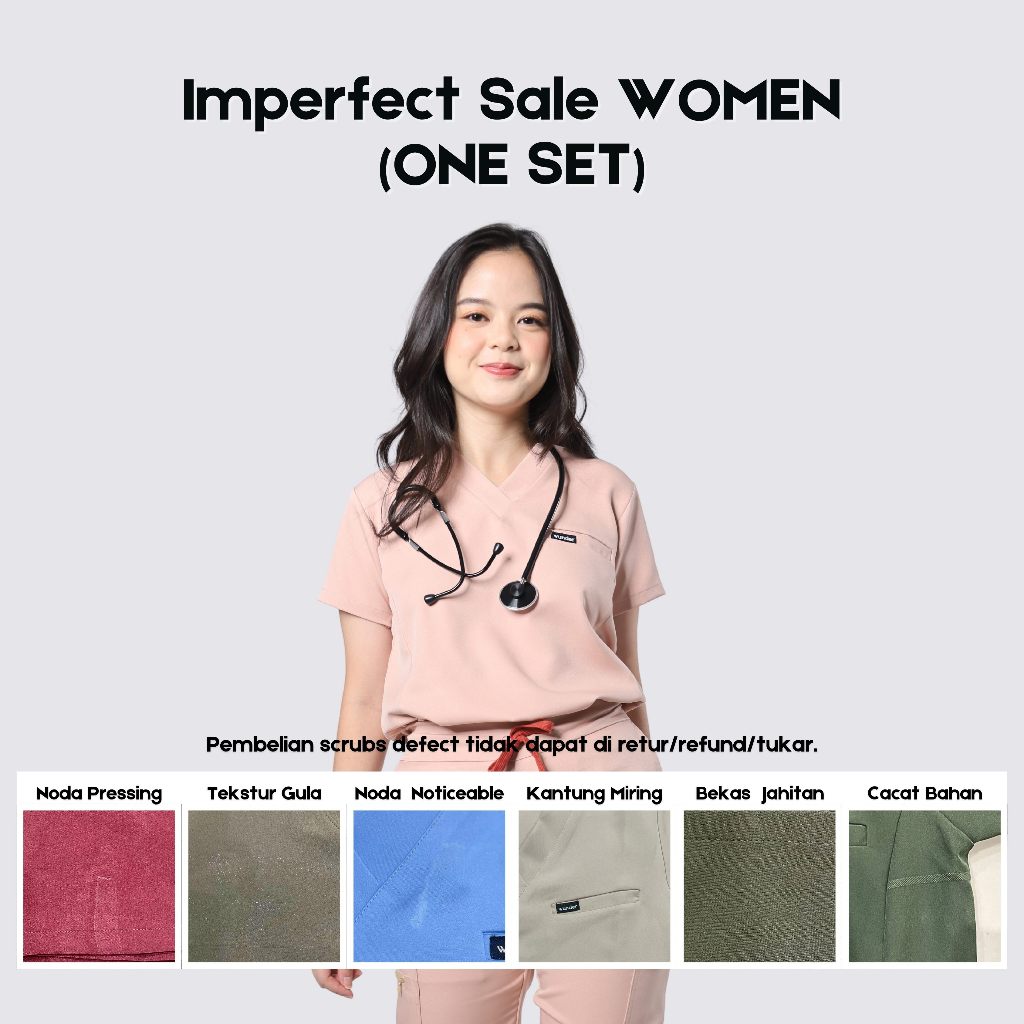 Jual Imperfect Sale WOMEN (ONE SET) Wunder Scrubs - Baju jaga/Baju OK/Baju OKA/Scrubs Dokter ...