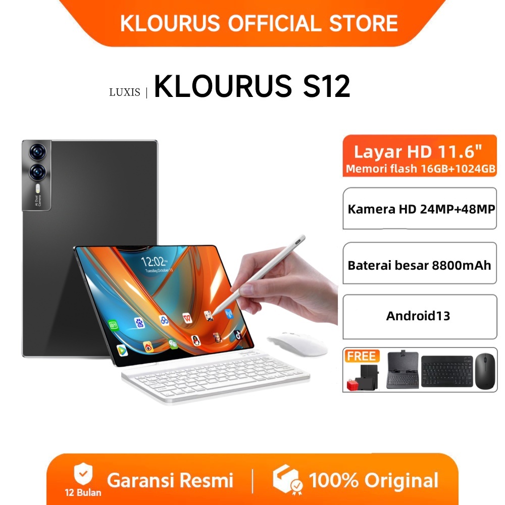 Jual 【Free Mouse Keyboard 】KLOURUS Tablet S12 (16GB + 1024GB) | IPS 11. ...