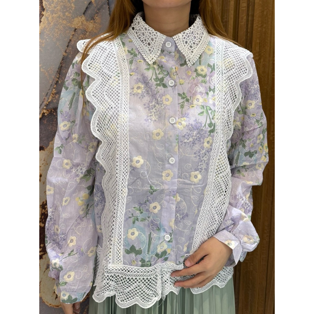 Jual 55243 kemeja bunga renda bunga | Shopee Indonesia