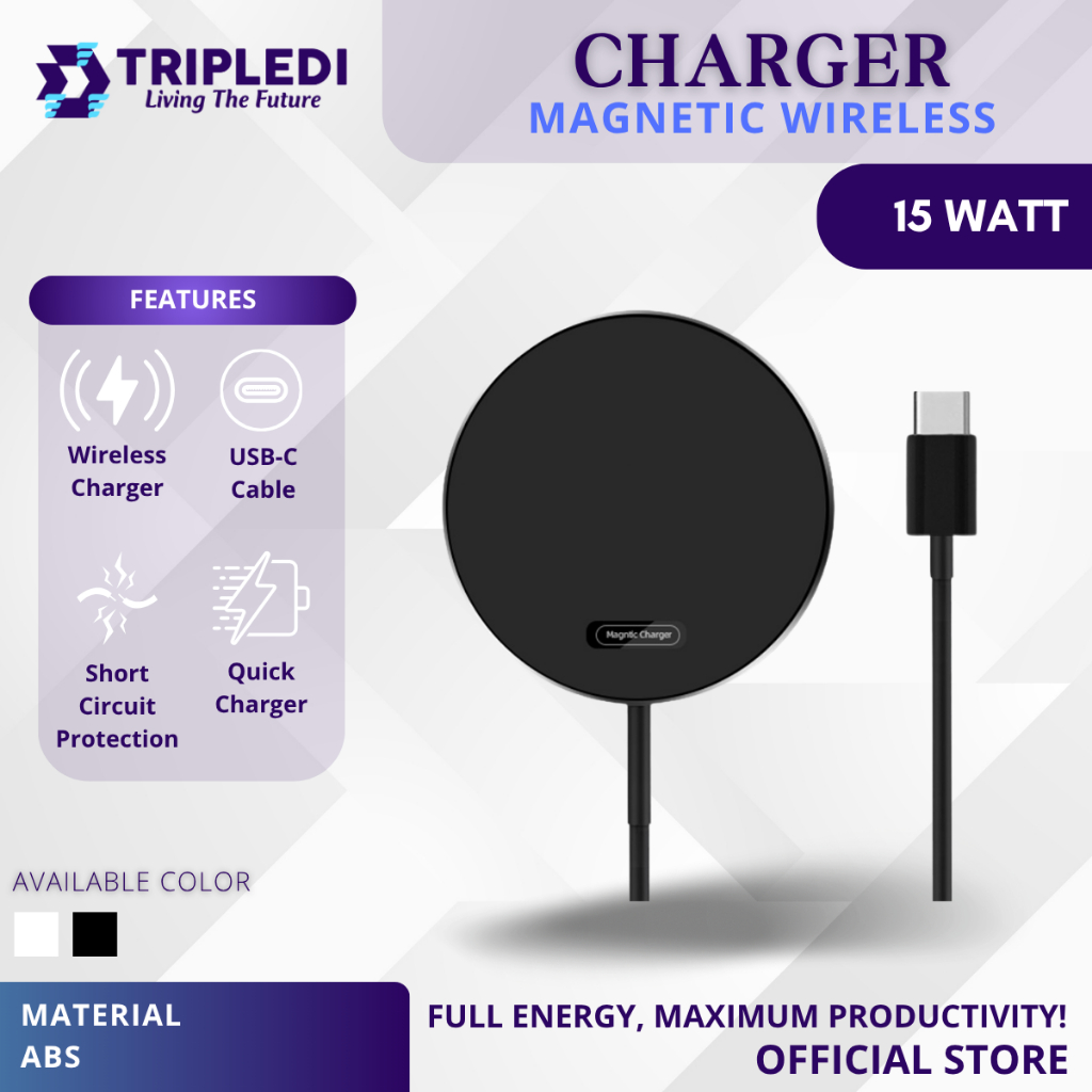 Jual TRIPLEDI Wireless Charger Magnetic 15W Fast Charging USB C Strong ...