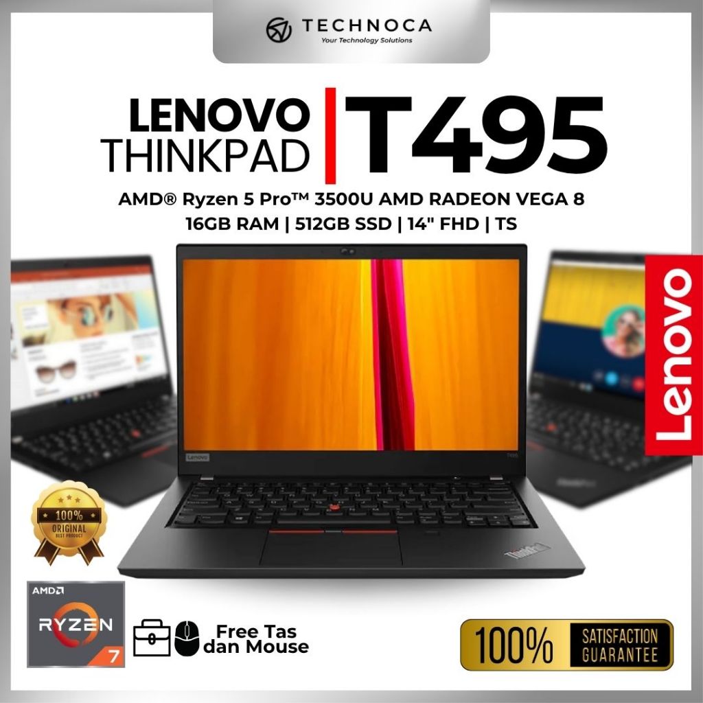 Jual LENOVO THINKPAD T495 RYZEN 5 PRO 3500U RAM 8GB SSD 256GB ...