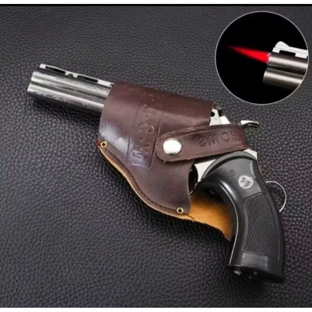 Jual Korek model pistol Bara api lengkap dengan sarung kulit+gantungan ...
