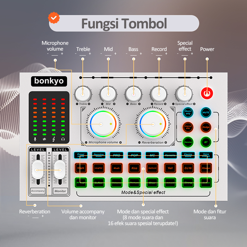 Jual Bonkyo F999MAX/F999X/F999NEO Sound Card Bluetooth Live SoundCard ...