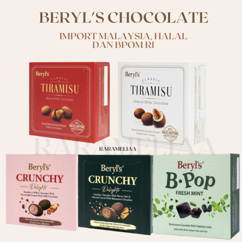 Jual 65gr BERYL'S CHOCOLATE TIRAMISU CRUNCHY B.POP IMPORT OLEH OLEH ...