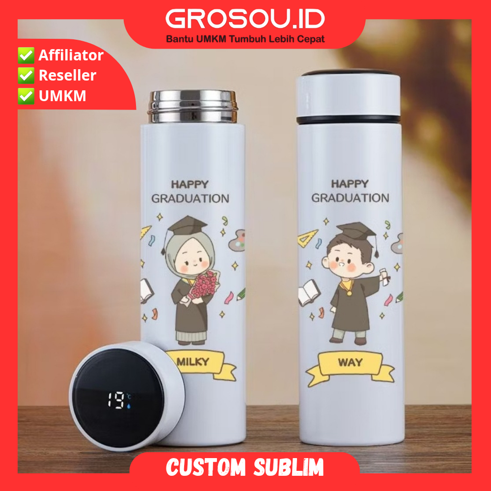 Jual GROSOU.ID Botol Minum Tumbler / Termos / Mug Putih Polos Coating ...