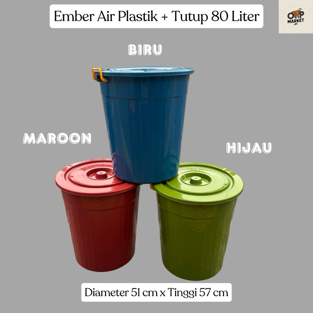 Jual Ember Air Plastik + Tutup 80 Liter Warna / Ember Air Plastik Besar Jumbo Ember Deden Bak ...