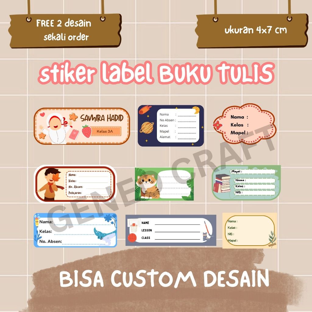 Jual Stiker Nama Buku Tulis Custom 4x7 cm – Bahan Doff | Gratis 2 ...