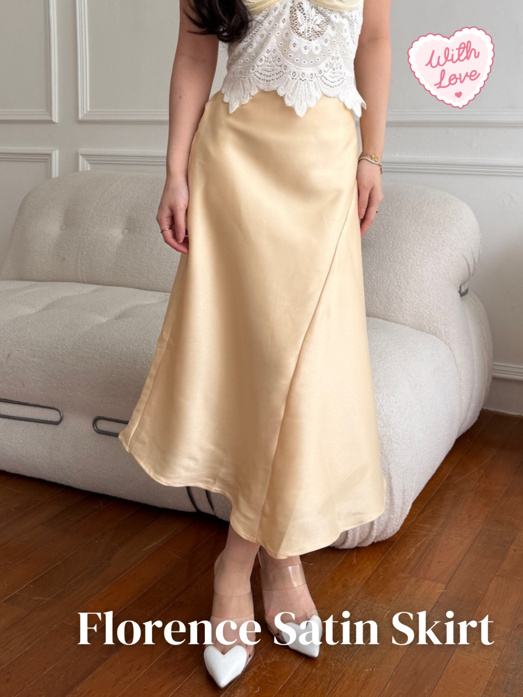 Jual With Love The Brand | FLORENCE SATIN SKIRT | Rok Satin A-Line ...