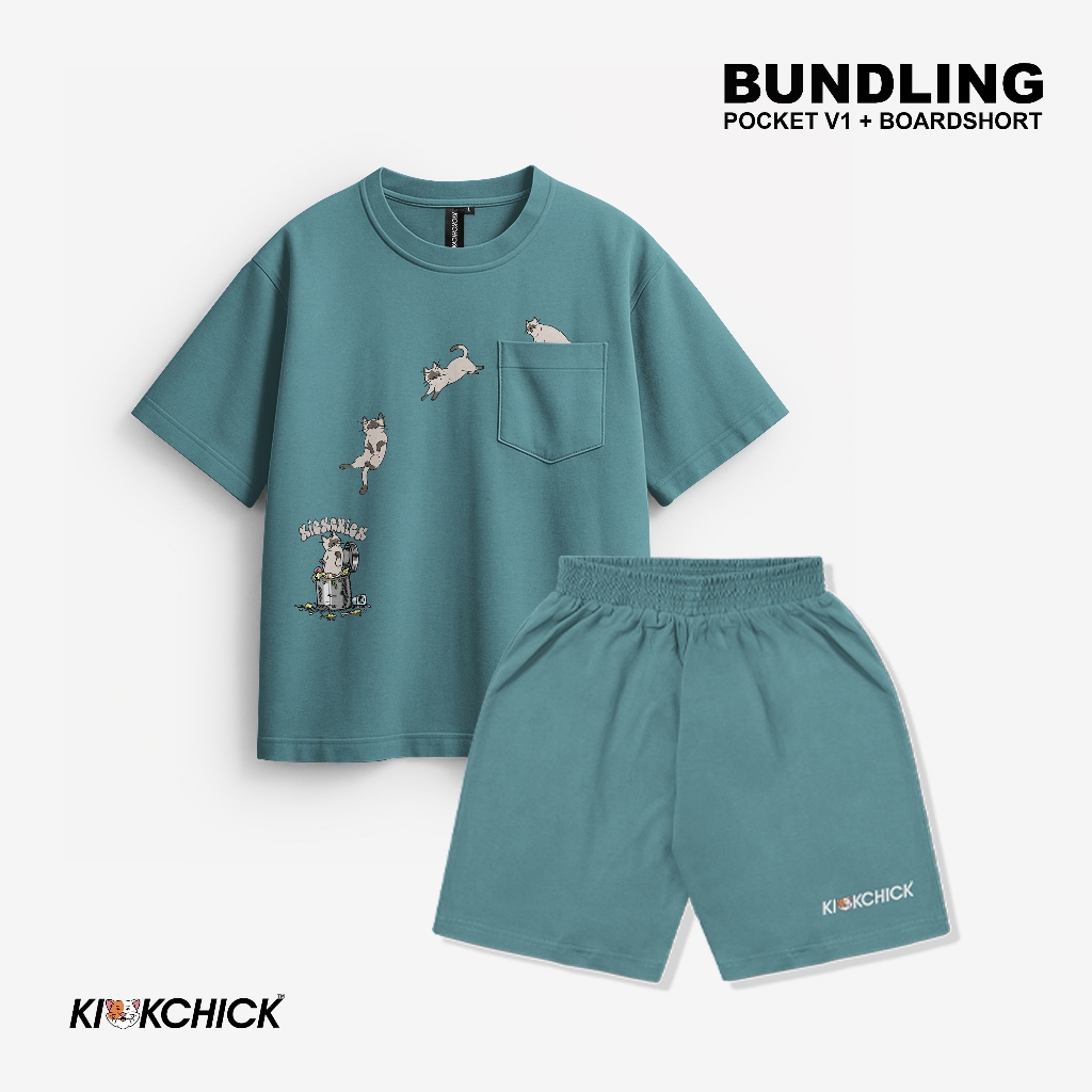 Jual Kickchick Oneset dan Celana Boardshort Logo Cat All Colours ...