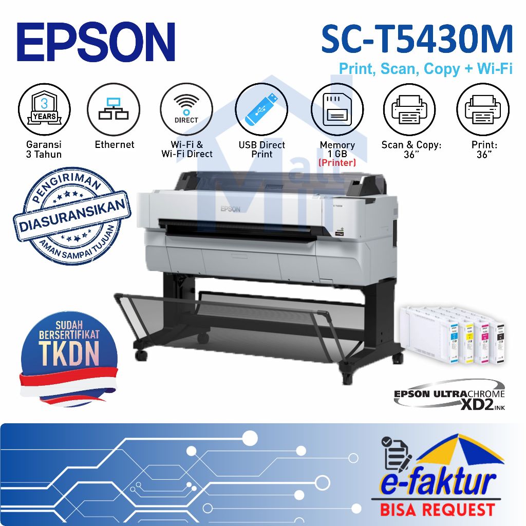 Jual MALLIT EPSON Printer Epson Surecolor SC-T5430M T5430M Print Scan Plotter A0 36INCI Resmi ...