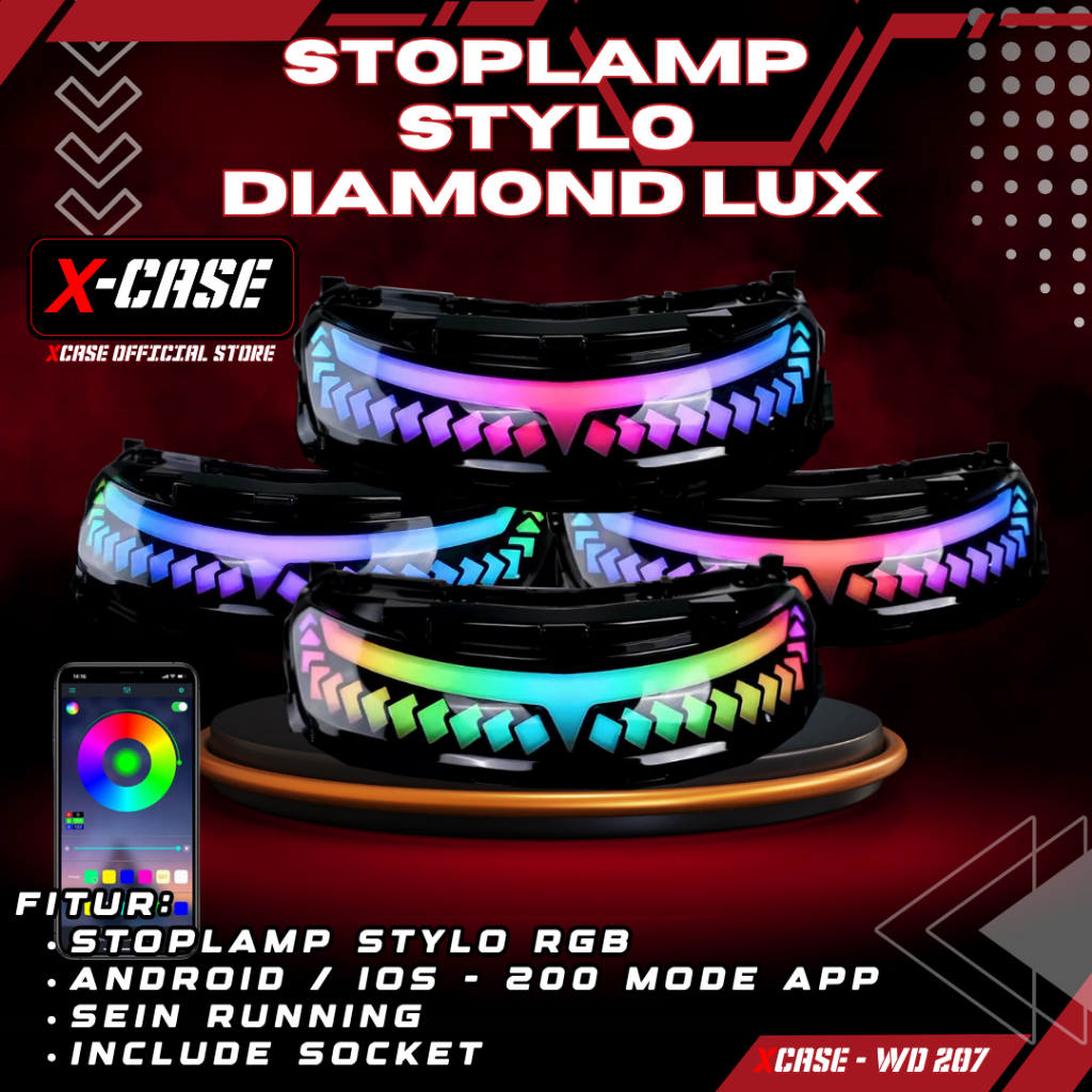 Jual X-Case Stoplamp Stylo Lazy Diamond Lux Rgb 200 Mode Running Plug ...
