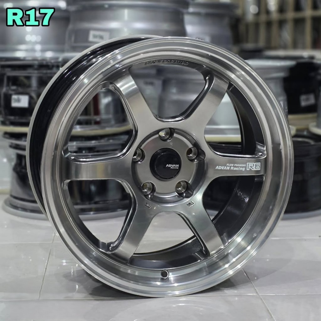 Jual velg mobil ring 17 ADVAN R6 FLOW FORMING ET 35 velg racing ring 17 pcd 5x114,3 Innova hrv ...