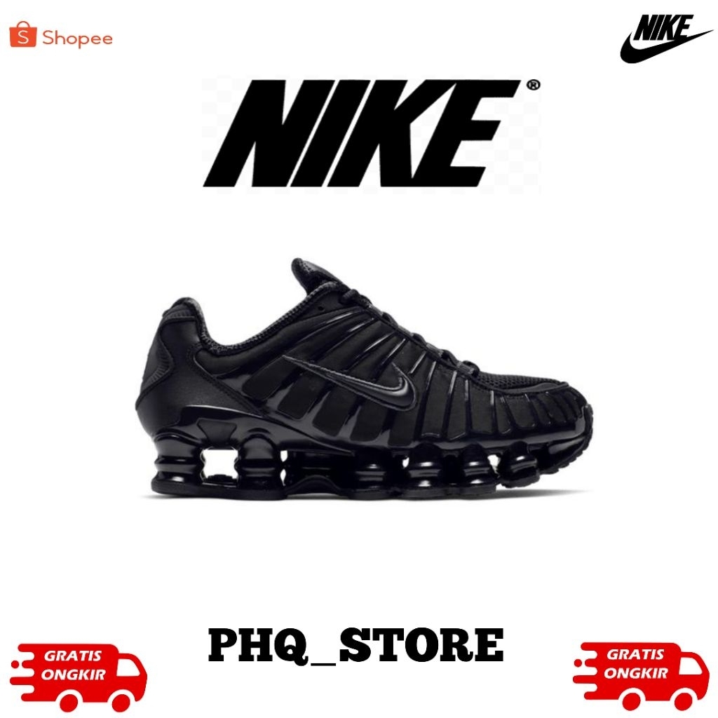 Jual Sepatu Sneakers N!ke Shox TL Triple Black | Shopee Indonesia