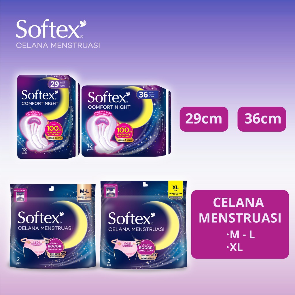 Jual [ NEW ] SOFTEX COMFORT NIGHT 36cm 42cm dan 29cm EXTRA HEAVY FLOW ...