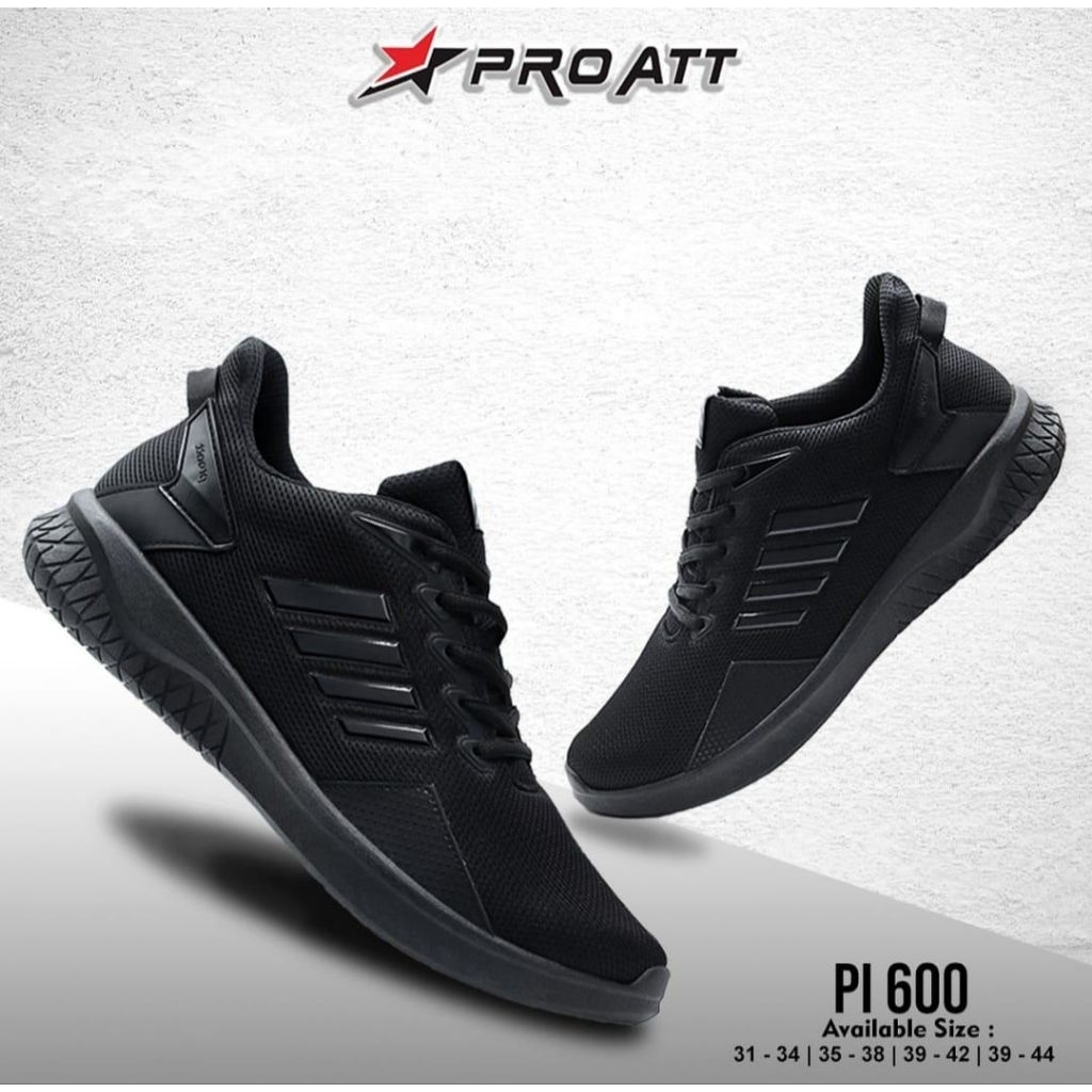 Jual sepatu [31-44] sekolah hitam SD SMP SMA terbaru pro att seri strip ...