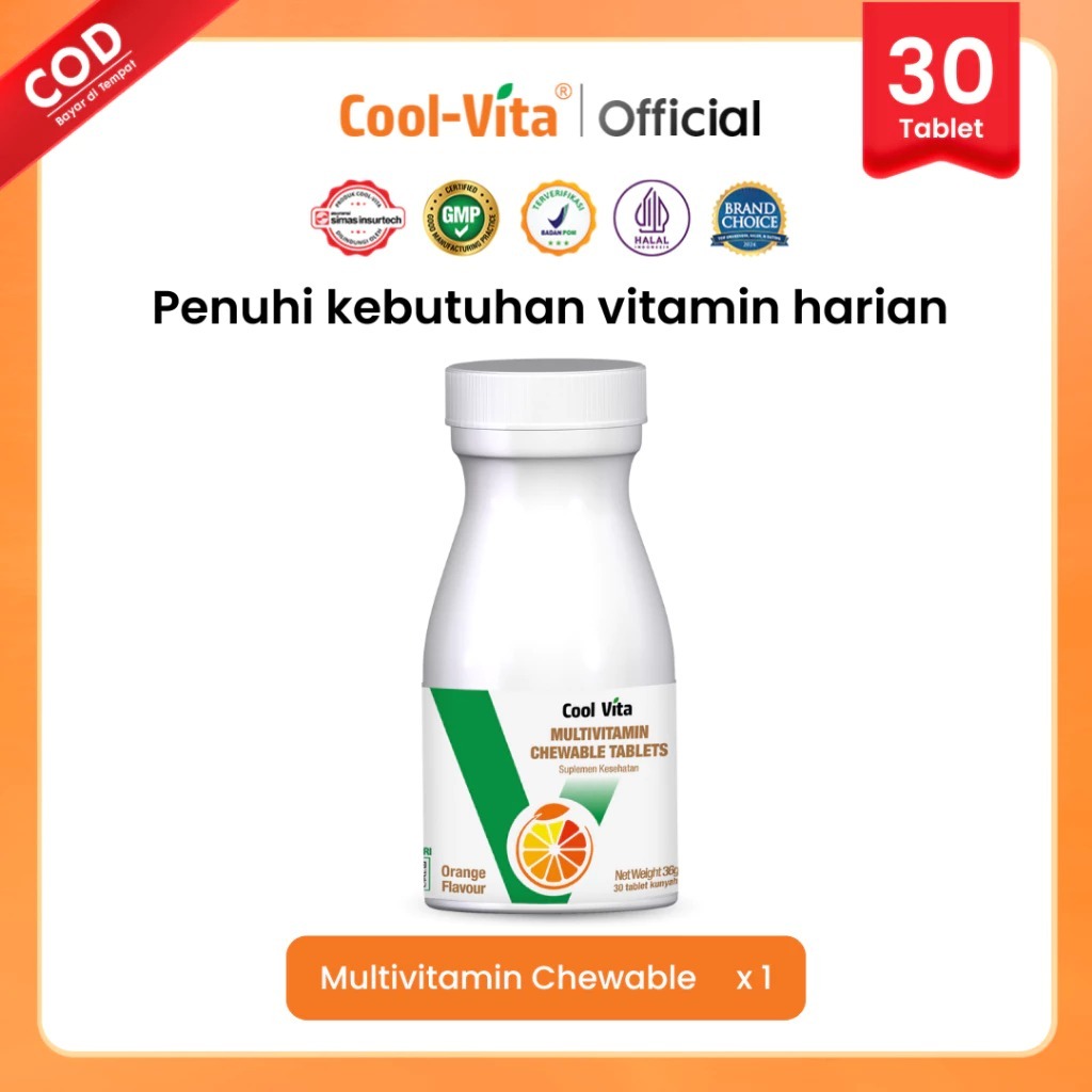 Jual Coolvita Multivitamin Chewable Orange 1 Botol 30 Tablet - Suplemen ...