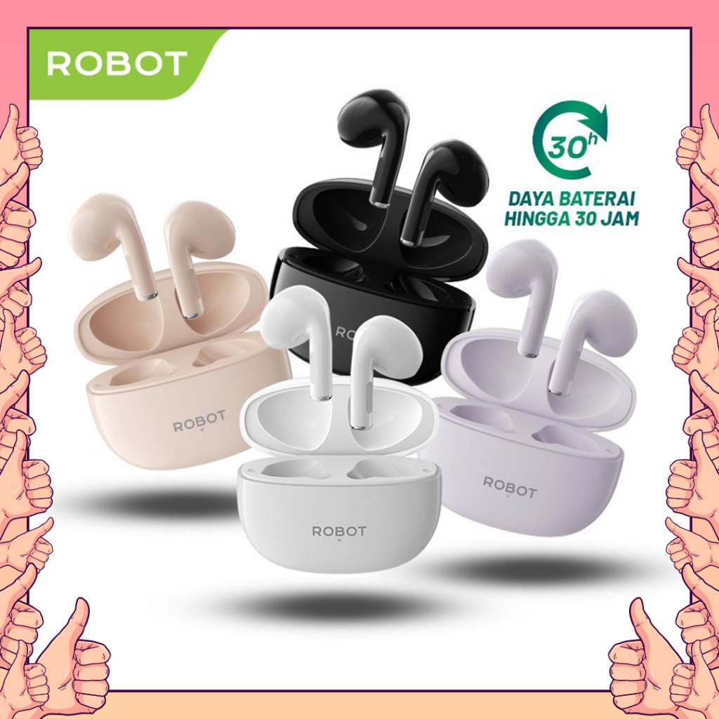 Jual ROBOT TWS Semi In Ear Wireless Earbuds Bluetooth 5.3 Flybuds T10S ...