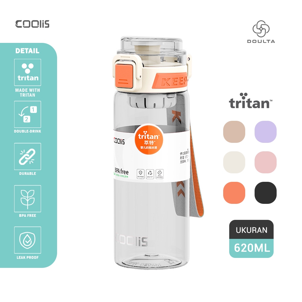 Jual Coolis Botol Minum Bahan TRITAN Teguk dan Sedotan 620ml | Shopee Indonesia