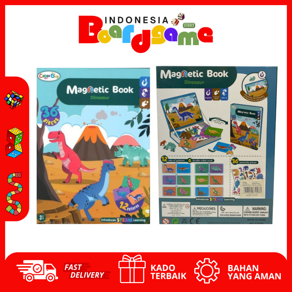 Jual Mainan Toys Magnetic Book Puzzles of Dinosaur 36 pcs HW22087028 ...