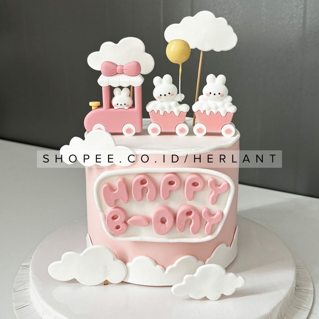 Jual RB Cake Topper Kereta Kelinci Pink Kue Ulang Tahun Rabbit Train ...