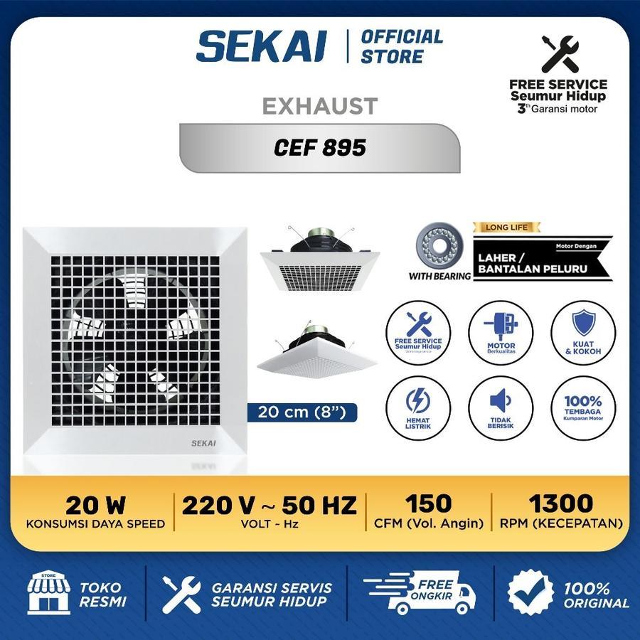 Jual SEKAI Exhaust Fan Kipas Plafon 8 inch CEF 895/ 10 inch CEF 1095/ ...