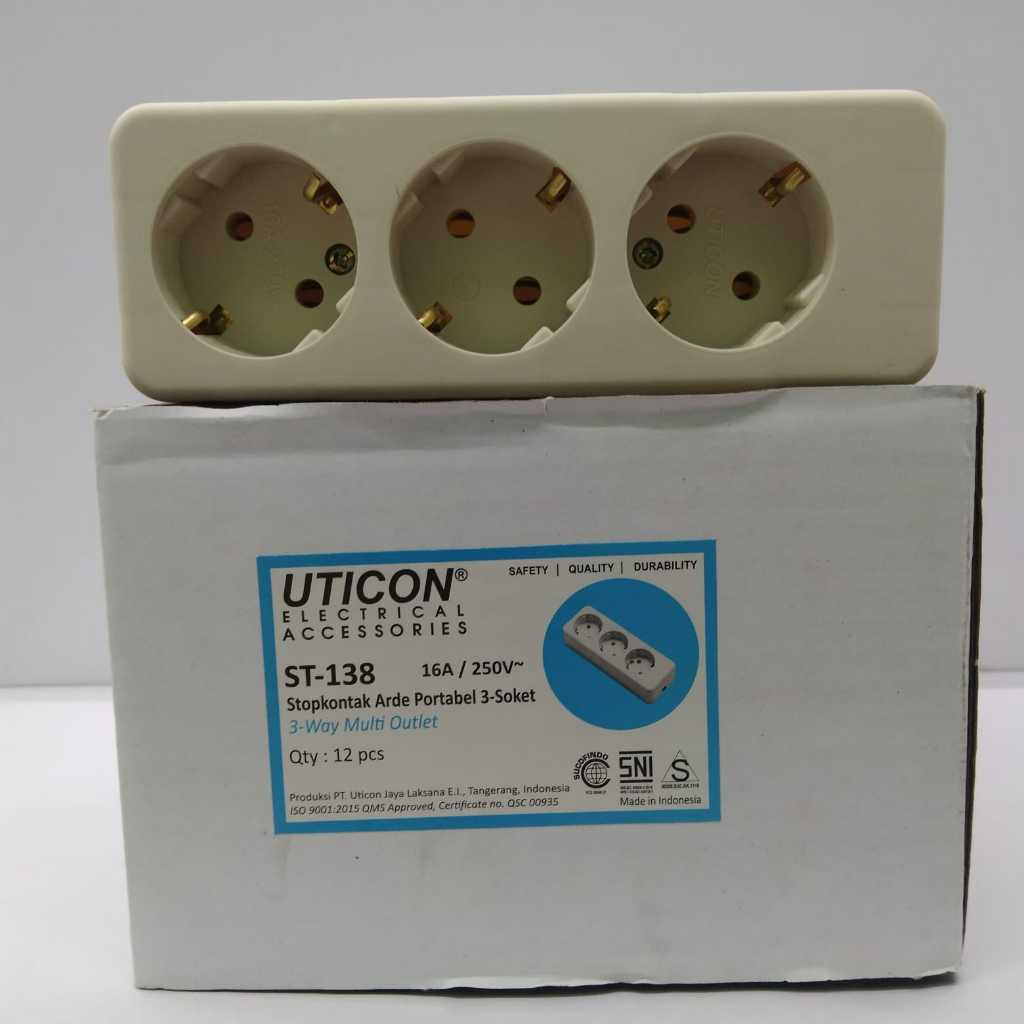 Jual Uticon Stop Kontak Arde Colokan Terminal 3 Lubang | Shopee Indonesia