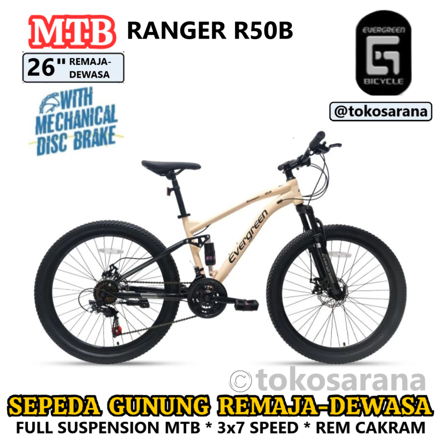 Jual Sepeda Gunung Evergreen Ranger R50B R50J 26 inci MTB 3x7 Kecepatan Rem Cakram Rangka Baja ...
