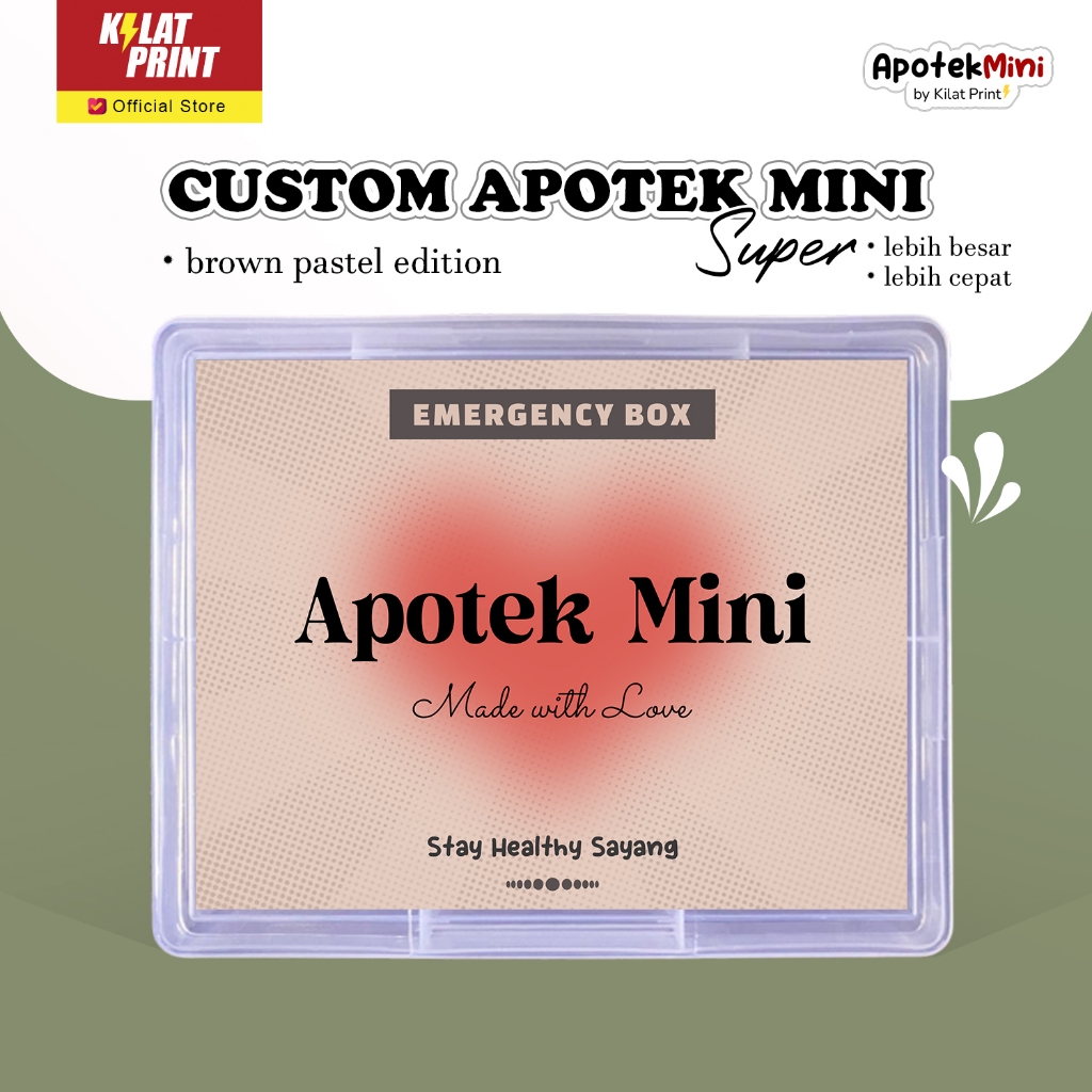 Jual Custom Apotek Mini Super Kotak P3K Hadiah Brown Pastel Edition ...