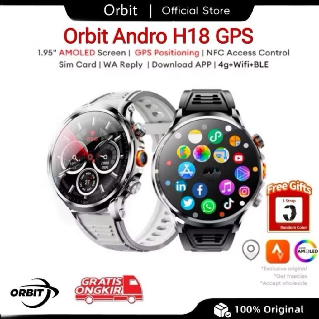 Jual ORBIT H18 H18PRO 4G/5G Smartwatch 52mm Sim Card Wifi GPS 1.95 ...