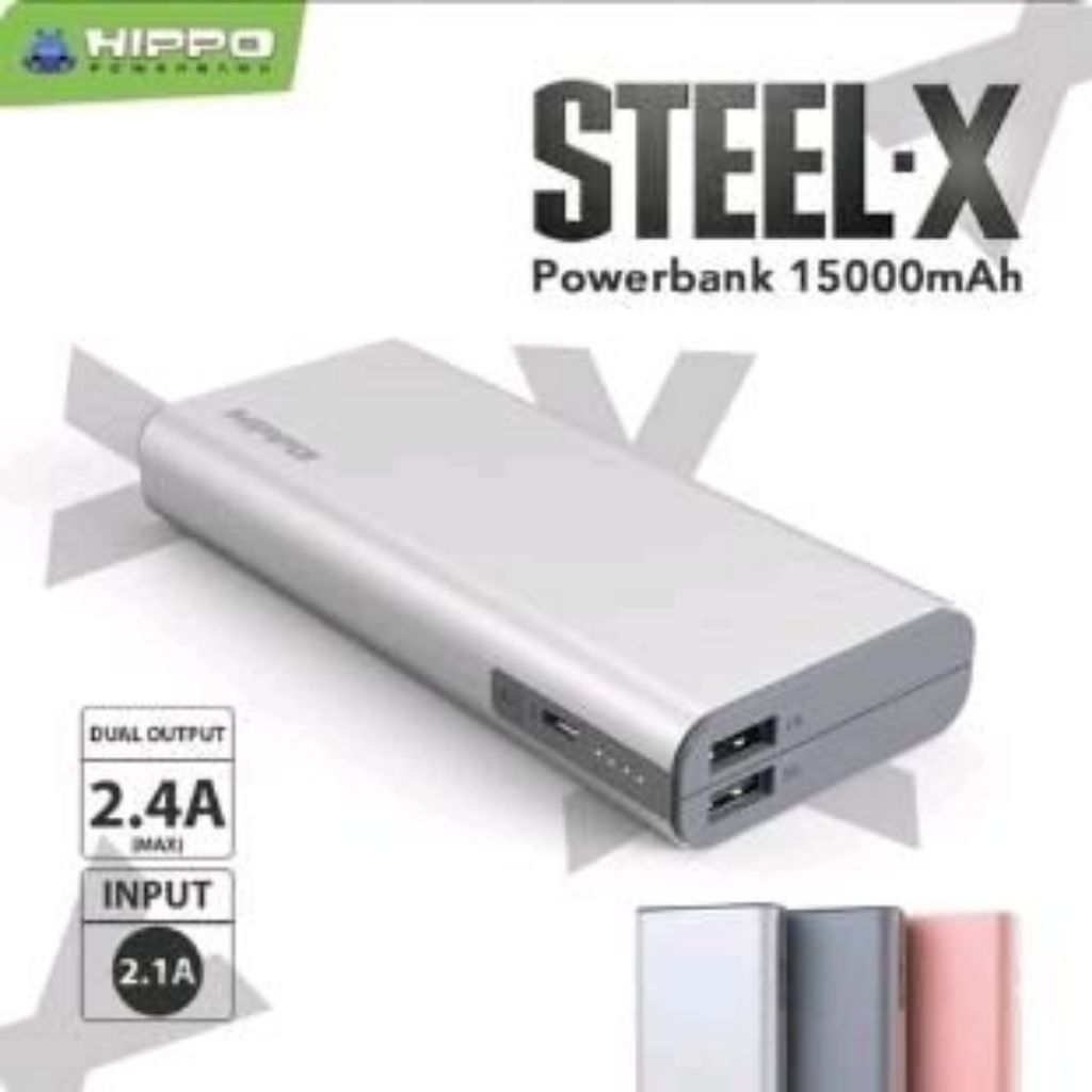 Jual Hippo Power Bank Steel X 15000 MAH Simple Pack Metal Design ...