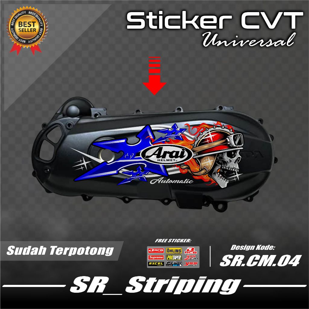 Jual ( COD ) Sticker Variasi Cover Block CVT Motif ARAI Universal ...