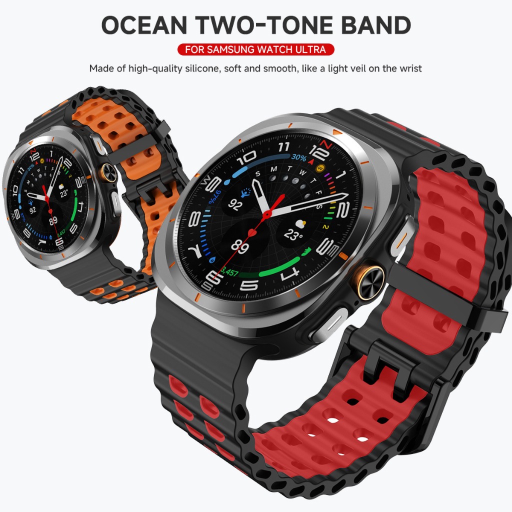 Jual Strap Jam Samsung Galaxy Watch Ultra silicone band Dual Tone ...