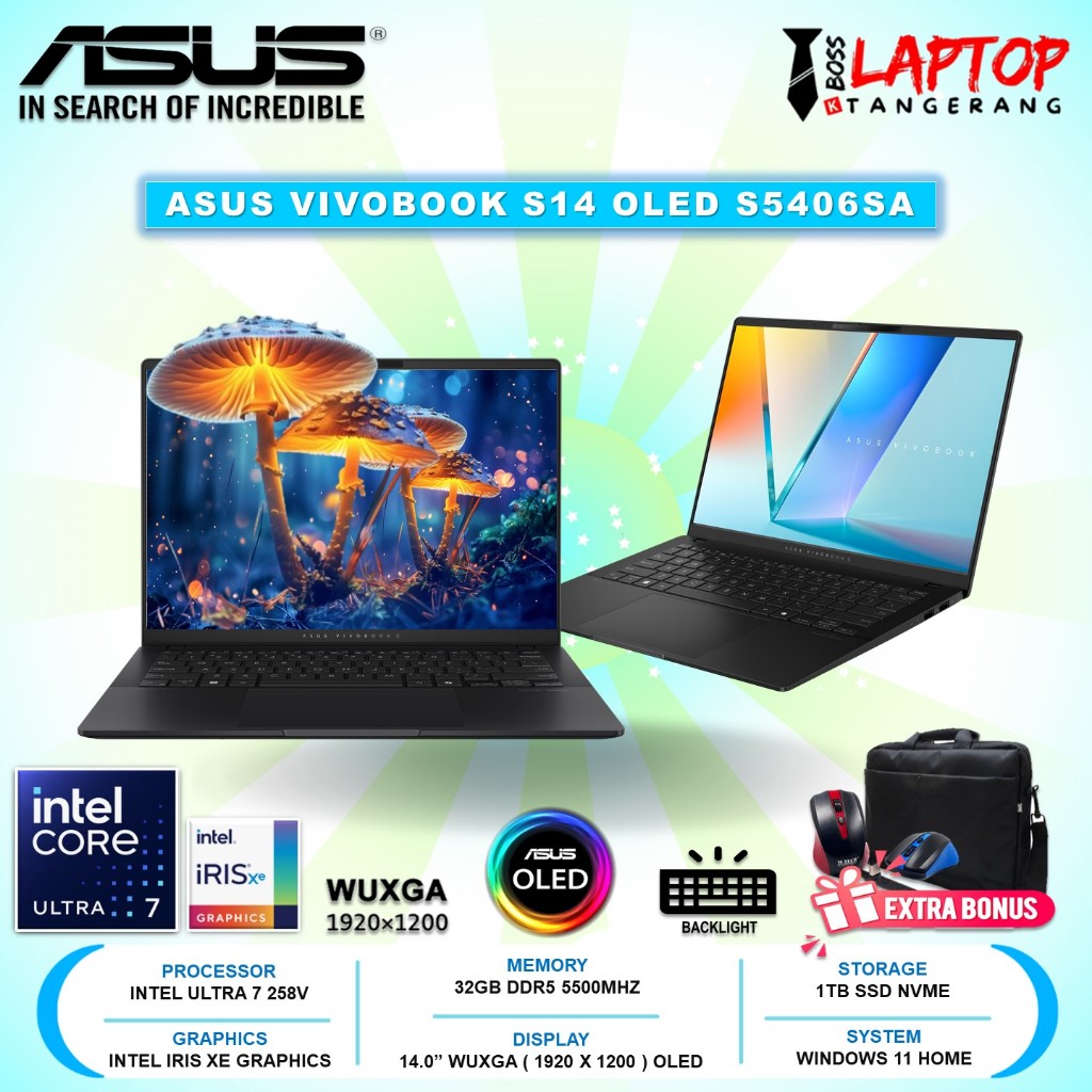 Jual Laptop Asus Vivobook S14 OLED S5406SA Intel Ultra 7 258V 32GB DDR5 ...