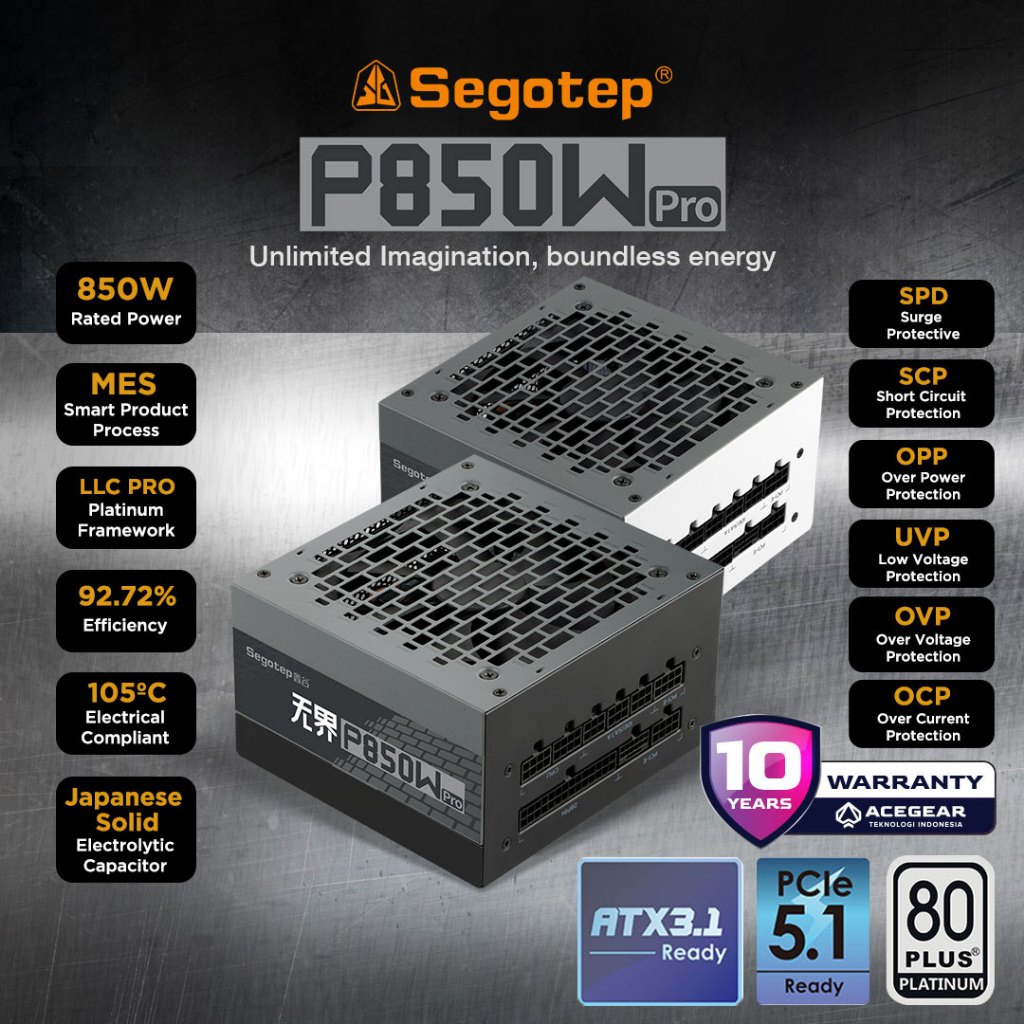 Jual SEGOTEP P850W PRO ATX3.1 Black (850W 80PLUS PLATINUM PSU Modular ...