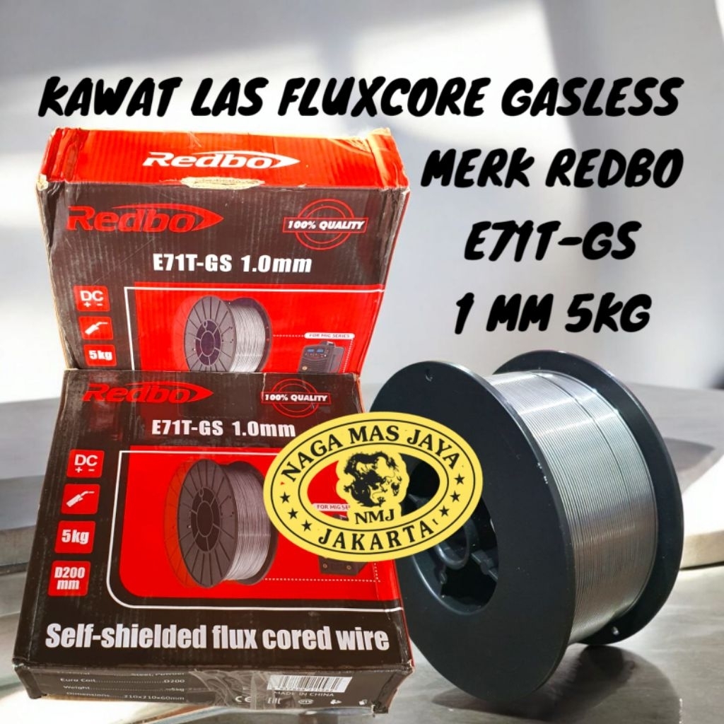 Jual KAWAT LAS FLUX CORE 1 MM 5KG E71T-GS REDBO / KAWAT LAS FLUXCORE MIG WIRE 1MM 5KG REDBO ...