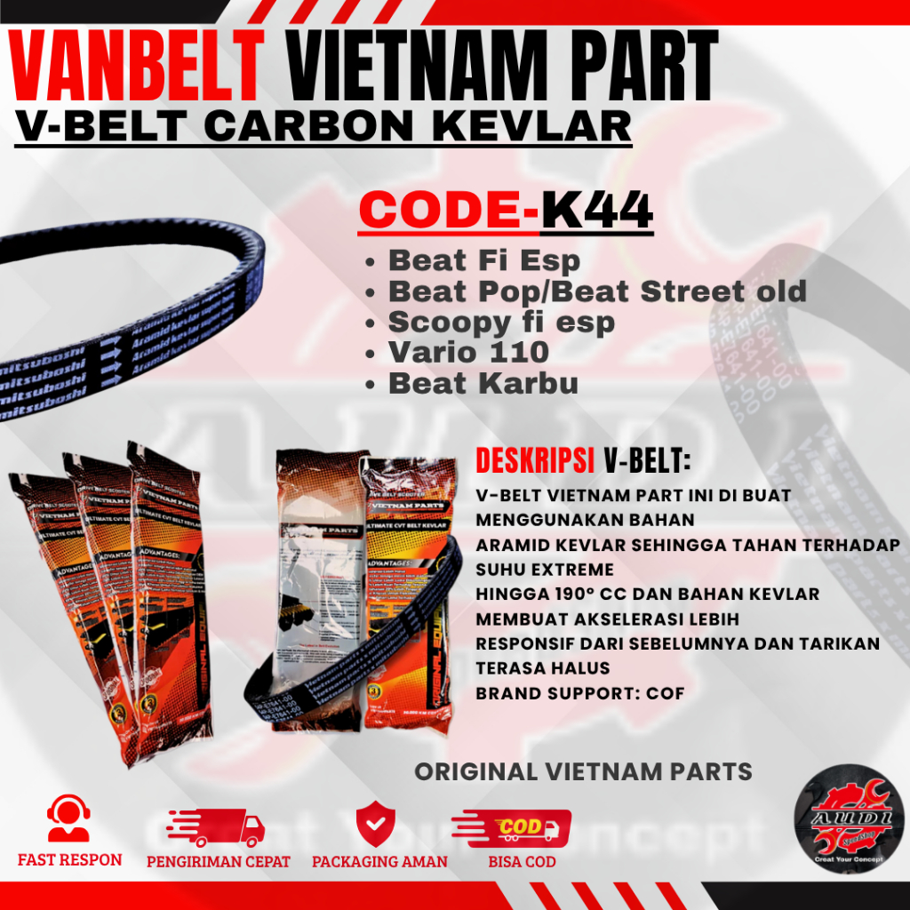 Jual Vanbelt Carbon Beat K44 V-Belt Vietnam Parts Vanbelt Scoopy esp ...