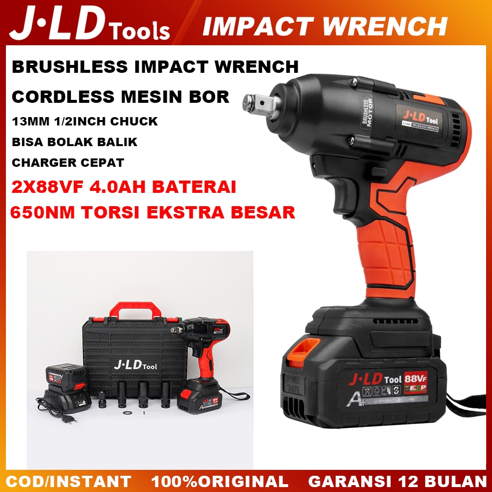 Jual JLD 650NM impact baterai Brushless 88VF Impact Wrench cordless bisa bolak balik 13MM Mesin ...