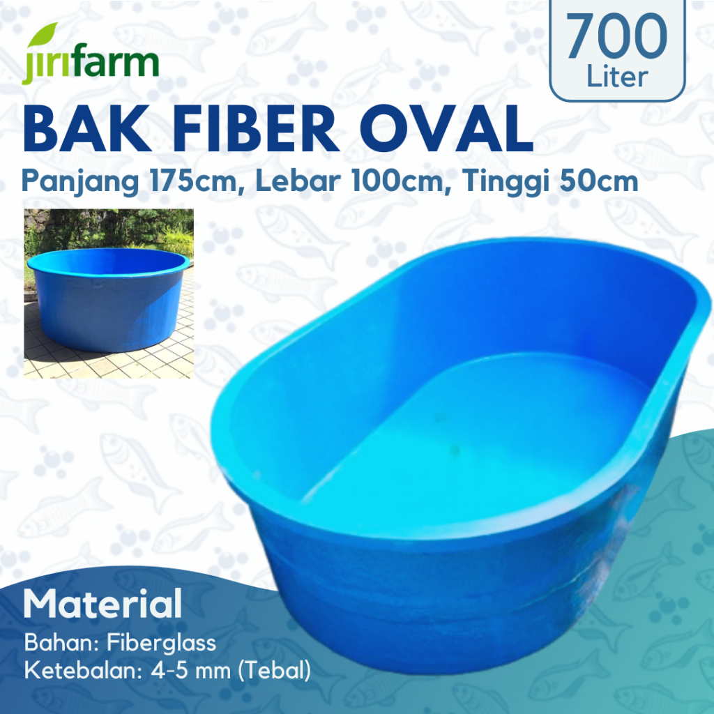 Jual JIRIFARM - Bak Kolam Ikan Fiber Oval 175 X 100 X 50 Cm 700L Liter ...