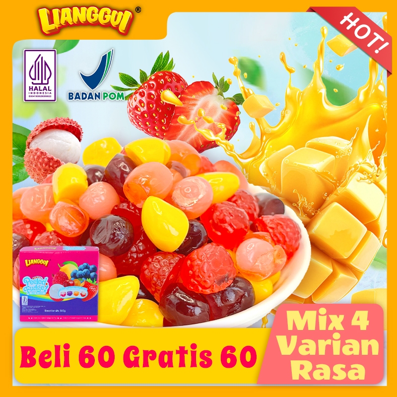 Jual 120pcs Lianggui Permen Jelly Buah 4 Rasa Mangga/Stroberi/Jeruk ...