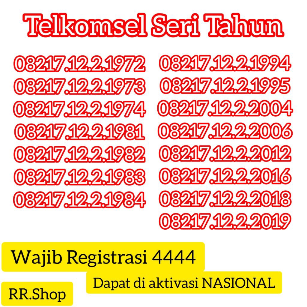 Jual TELKOMSEL NOMOR CANTIK/TELKOMSEL SERI TAHUN | Shopee Indonesia