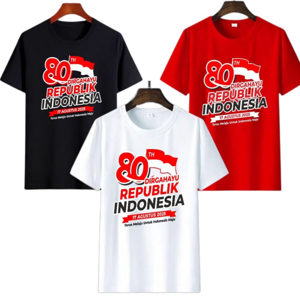 Jual kaos agustusan 2025/kaos HUT RI KE 80/kaos kemerdekaan indonesia/kaos pria wanita dewasa ...