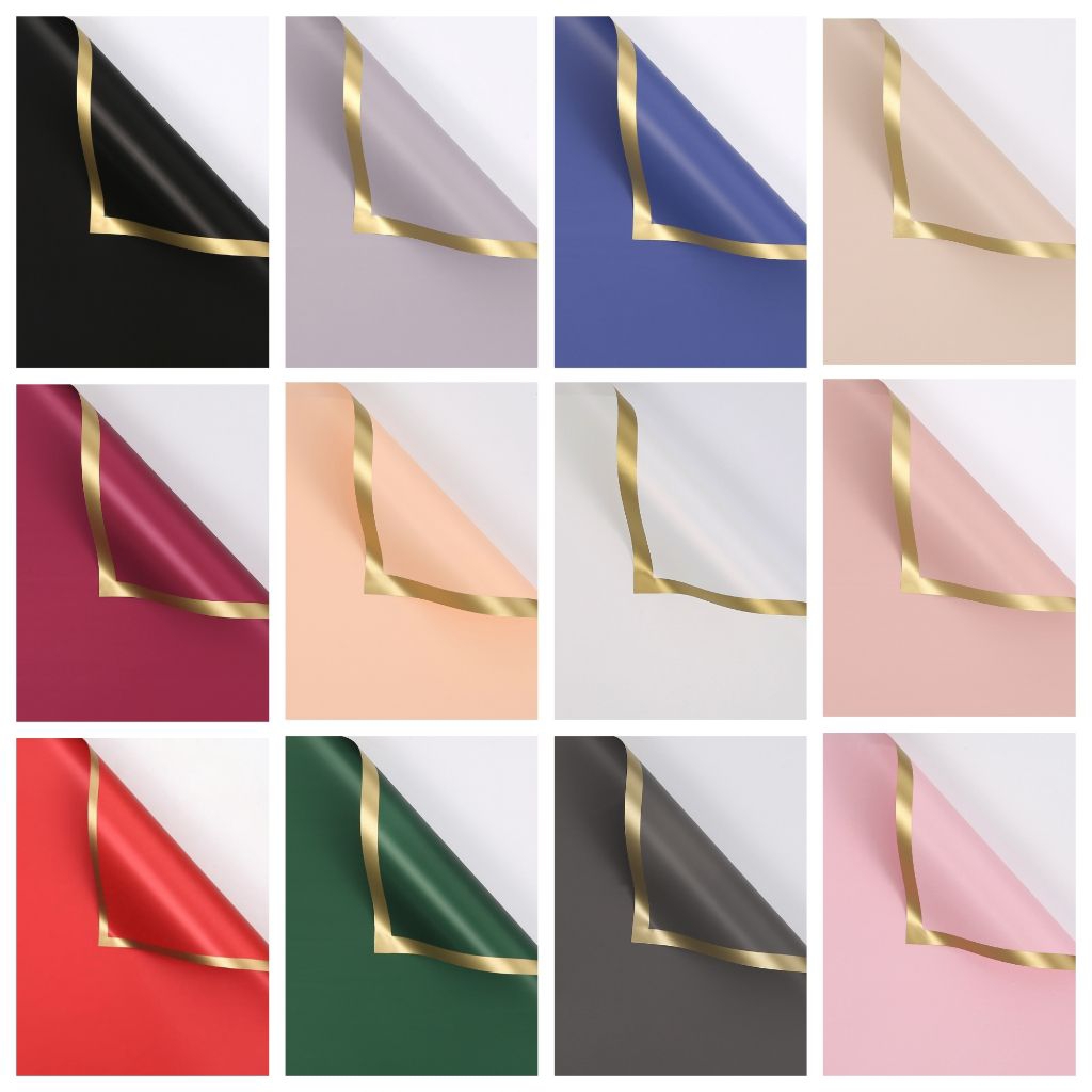 Jual kertas chelophane list gold/kertas buket list gold | Shopee Indonesia