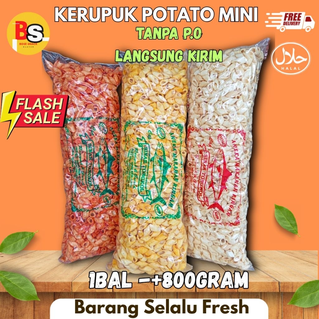 Jual kerupuk potato buncis 1ball/ kerupuk potato mini 1bal / potato ...