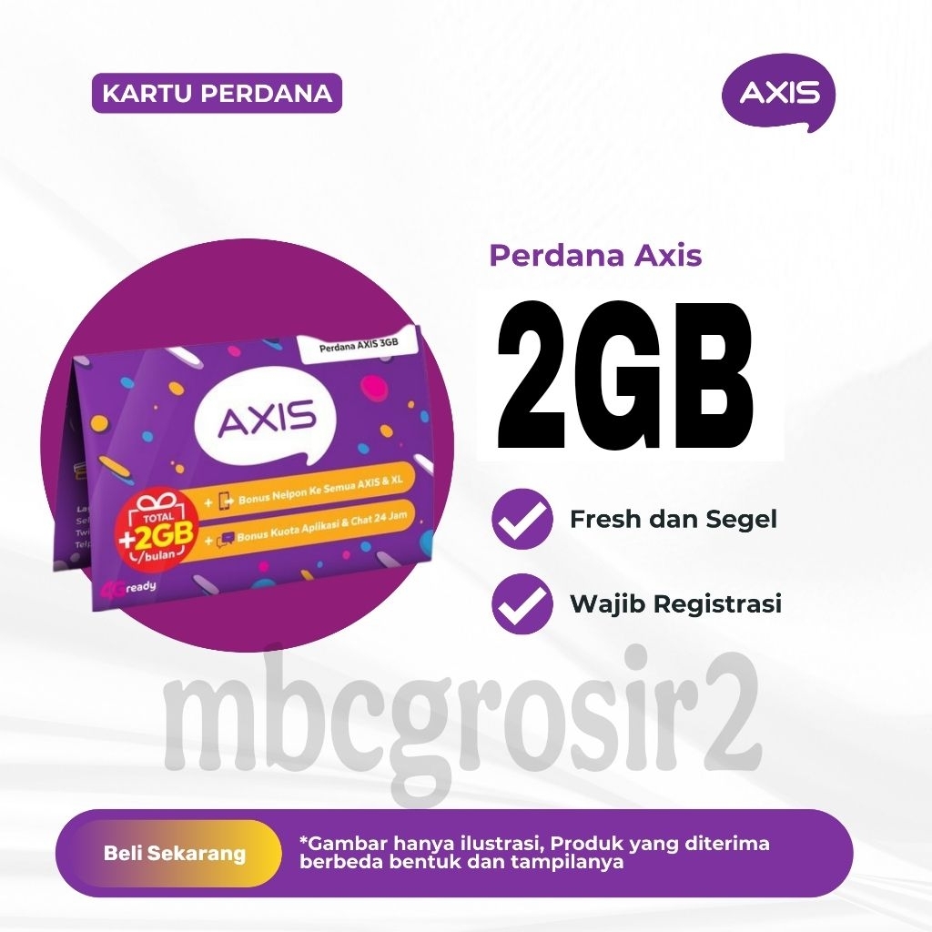 Jual Kartu perdana internet Axis kuota 2GB nasional + bonus dikotamu | Shopee Indonesia