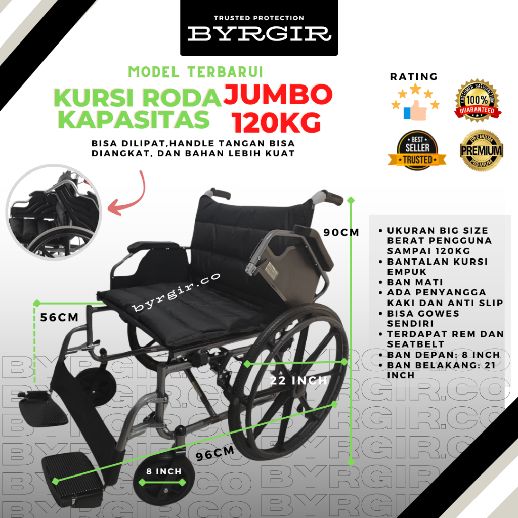 Jual BYRGIR Kursi Roda Jumbo Lebih Besar Big Size Ukuran Oversize Lebar ...