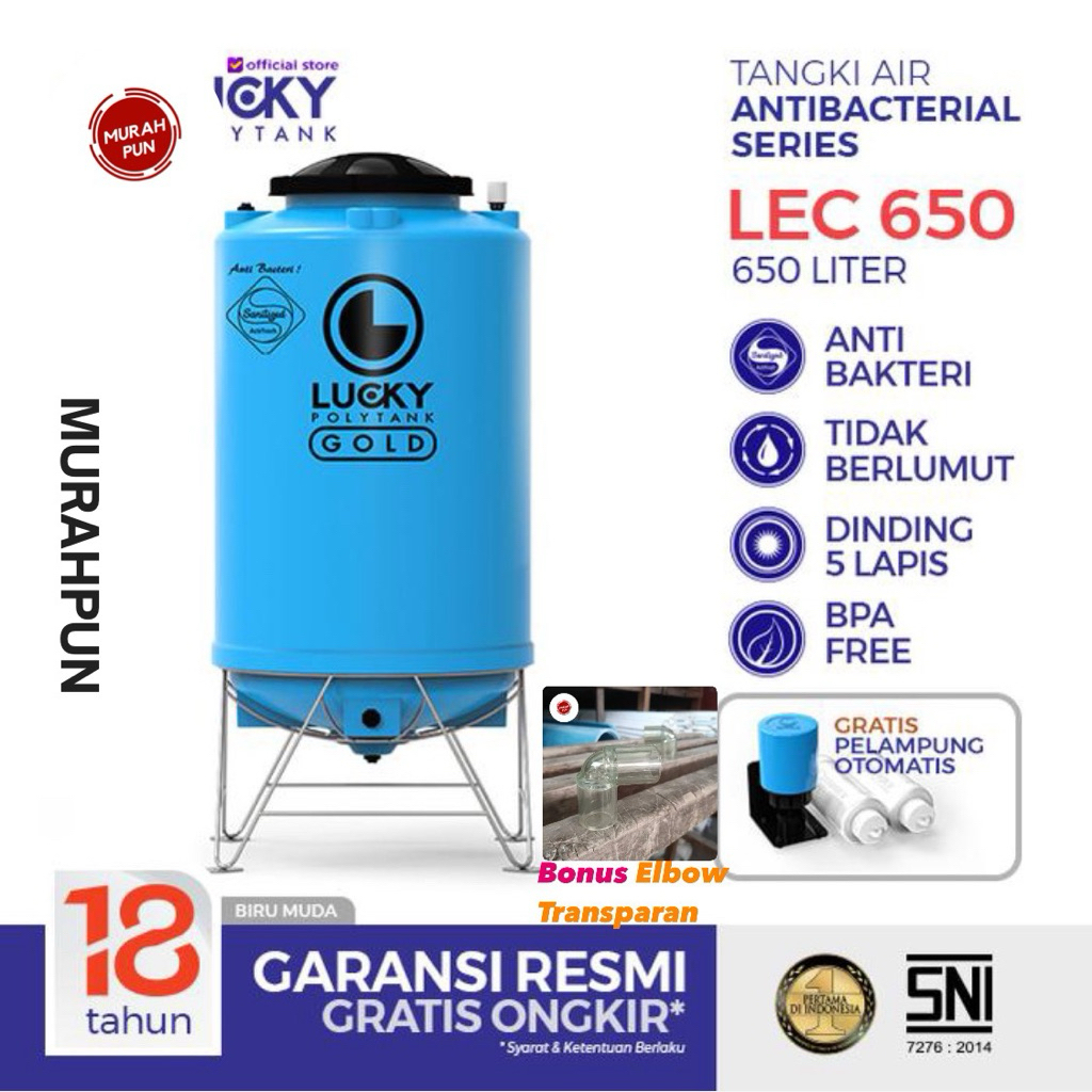 Jual tangki air standing total drain easy clean buangan bawah tandon toren lucky anti bakteri ...