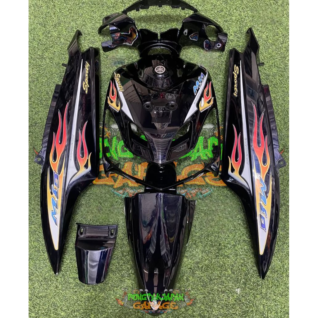 Jual full set bodi halus mio mio sporty mio lama 5TL hitam set striping ...